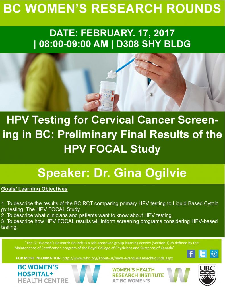 BC Women’s Research Rounds: HPV Testing for Cervical Cancer Screening ...